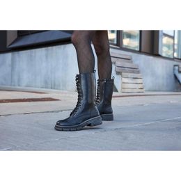 Rieker Damen Schn&uuml;rstiefel Schn&uuml;rboots mit Rei&szlig;verschluss und robuster Profilsohle 36, Varioschaft
