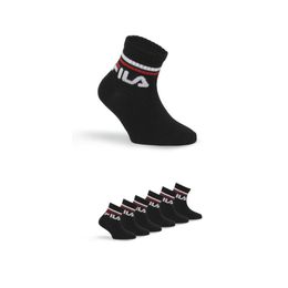 Fila Herren Kurzsocken &raquo;JUNIOR UNISEX QUARTER PLAIN SOCKS&laquo; 6 Paar tlg. mit eingestricktem Logo im B&uuml;ndchen, Kindersocken schwarz 27-30