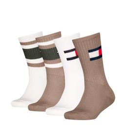 Tommy Hilfiger Herren Socken &raquo;TH KIDS SOCK 4P FLAG & SPORT STRIPE ECOM&laquo; 4 Paar, mit verst&auml;rkten Fersenbereichen braun 35-38