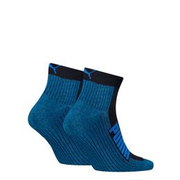 Puma Damen Puma Kurzsocken &raquo;Puma UNISEX BWT CUSHIONED QUARTER 2P&laquo; 2 Paar, Zweifarbig, Rippenb&uuml;ndchen blau 43-46