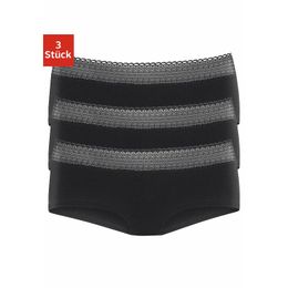 s.Oliver Damen s.Oliver Panty 3er-Pack, aus elastischer Baumwoll-Qualit&auml;t mit grafischer Spitze schwarz 32/34