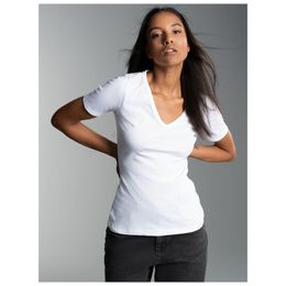 TRIGEMA Damen T-Shirt &raquo;TRIGEMA V-Shirt aus Baumwolle/Elastan&laquo; 1 Stk. wei&szlig; S