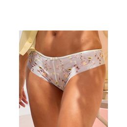 Lascana Damen Lascana Panty mit h&uuml;bscher Bl&uuml;tenstickereispitze in transparenter Optik wei&szlig; 32/34