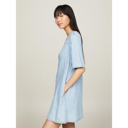 Tommy Jeans Damen A-Linien-Kleid &raquo;TJW CHAMBRAY A-LINE SS DRESS EXT&laquo; mit Flagge blau XS (34), N-Gr