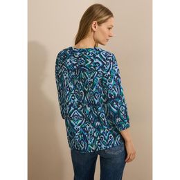 Cecil Damen Klassische Bluse mit All-Over Print blau XS (36)