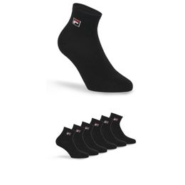 Fila Damen Kurzsocken &raquo;UNISEX QUARTER PLAIN SOCKS&laquo; 6 Stk. tlg. mit Logo-Schriftzug schwarz 43-46