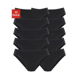 Petite Fleur Damen Petite Fleur Bikinislip 10er-Pack, aus elastischer Baumwolle schwarz 32/34