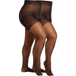 Camano Damen Feinstrumpfhose &raquo;fine curvy&laquo; 20 2er Pack, Curvy-Tights, matt, extra breiter Bund schwarz 60/62