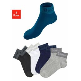 Bench. Damen Kurzsocken Packung, 8 Paar tlg. mit eingestricktem Schriftzug am B&uuml;ndchen blau 35-38