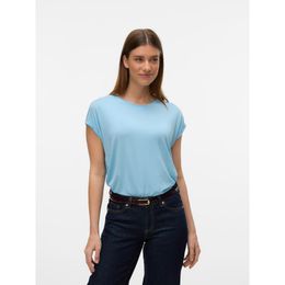 V&eacute;ro Moda Vero Moda Damen Rundhalsshirt &raquo;VMAVA PLAIN SS TOP GAJRS NOOS&laquo; Materialmix, regular fit blau XS