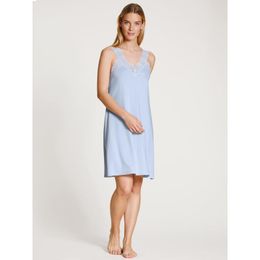 Calida Damen Calida Nachthemd &raquo;Elegant Dreams&laquo; V-Ausschnitt, Spitze, Single Jersey Qualit&auml;t, A-Form blau XXS (32/34), N-Gr