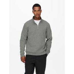 Only & Sons ONLY & SONS Sweatshirt &raquo;ONSCERES HALF ZIP SWEAT&laquo;, Baumwollmischung, regular fit Castor Gray L L Sweater mit Stehkragen von Only & Sons