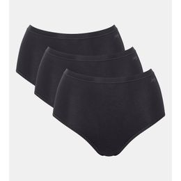 Sloggi Damen Sloggi High-Waist-Slip &raquo;GO Daily Cotton&laquo; 3er Pack, Glanz-Effekt Details, hochgeschnittene Taille schwarz XXL