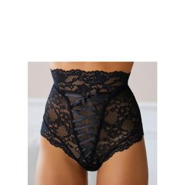 Petite Fleur Gold Damen Petite Fleur Gold High-Waist-Slip mit Spitze und Schn&uuml;rung schwarz 48/50