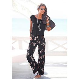 Lascana Overall mit weitem Bein und Taschen, lockerer Jumpsuit, sommerlich bunt 36, N-Gr Overall