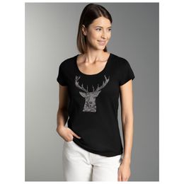 TRIGEMA Damen T-Shirt &raquo;TRIGEMA T-Shirt Glitzer-Hirsch&laquo; 1 Stk. schwarz XL