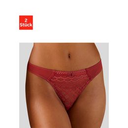Petite Fleur Damen Petite Fleur String Packung, 2 St&uuml;ck, aus modischer Spitze braun 40/42