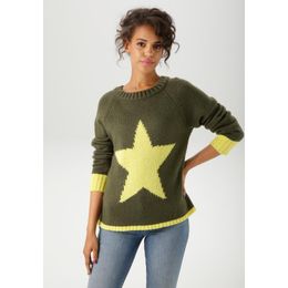 Aniston Casual Damen Aniston CASUAL Strickpullover mit gro&szlig;em Stern im Vorderteil 40