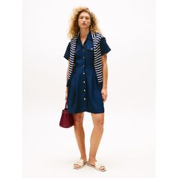 Tommy Hilfiger Damen Hemdblusenkleid &raquo;VIS TWILL S/S F&F MINI DRESS&laquo; blau 42, N-Gr