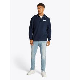 Tommy Jeans Herren Sweatshirt &raquo;TJM REG BUBBLE QRTR ZIP FRNT/BCK&laquo;, mit gro&szlig;em R&uuml;ckenprint blau XL