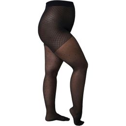Camano Damen Feinstrumpfhose &raquo;fine curvy&laquo; 40 Curvy-Tights, Tupfen-Allover schwarz 44/46