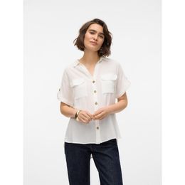 V&eacute;ro Moda Vero Moda Damen Kurzarmbluse &raquo;VMBUMPY S/S SHIRT WVN GA NOOS&laquo; Viskose, regular fit wei&szlig; L