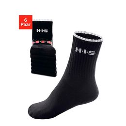 H.I.S. H.I.S Damen Sportsocken Packung, 6 Stk. tlg. mit Frottee & verst&auml;rkten Belastungszonen schwarz 35-38