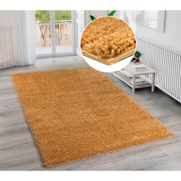 Bruno Banani Hochflor-Teppich &raquo;Shaggy Soft&laquo; rechteckig 30 mm H&ouml;he gewebt, Uni Farben, besonders weich und kuschelig, Kundenliebling ockergelb...