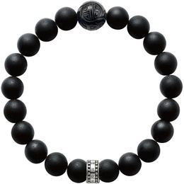Armband Thomas Sabo "Armband Obsidian" Gr. 19, silber (silberfarben, schwarz, schwarz), Armb&auml;nder, Damen, 19, Silber 925 (recycelt), Armband, mit Obsidian