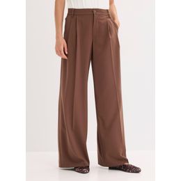 bonprix Bundfaltenhose aus flie&szlig;endem Viskose-Mix, braun, Gr.48, Weit leger fallende Bundfaltenhose