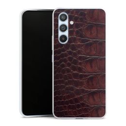 DeinDesign Galaxy A54 5G Handy Slim Case Silikon Handyh&uuml;lle transparent H&uuml;lle extra d&uuml;nn Leather Crocodile Animal Print Silikon Slim Case