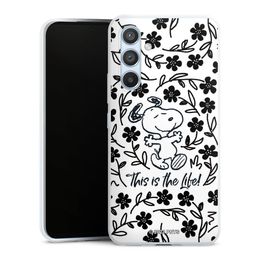 DeinDesign Galaxy A54 5G Handy Slim Case Silikon Handyh&uuml;lle transparent H&uuml;lle extra d&uuml;nn Peanuts Flowers Snoopy Silikon Slim Case