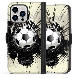 DeinDesign iPhone 13 Pro Handy Klapph&uuml;lle Handyh&uuml;lle aus Kunst Leder schwarz Flip Case Sports Graffiti Soccer Sideflip mit Lasche