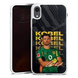 DeinDesign iPhone Xr Handy Silikon H&uuml;lle Case wei&szlig; Handyh&uuml;lle Borussia Dortmund Gregor Kobel Bvb Silikon Case