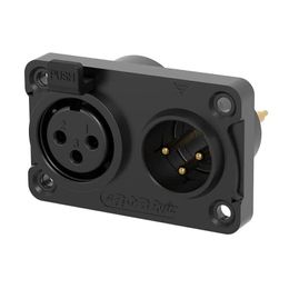 Seetronic C5F2C-W-B - 5p-XLR IP65 male/female Kombi-Geh&auml;usebuchse, schwarz, Gold-Kontakte