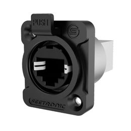 Seetronic SE8FDYH-60-B-NS - RJ45-Geh&auml;usebuchse, IP65, schwarz, D-Size, RJ45-Durchgang 0&deg;