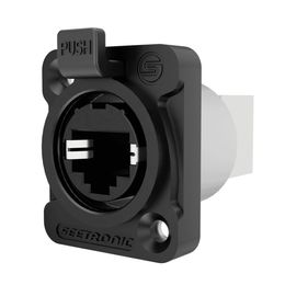 Seetronic SE8FDYH-61-B-NS - RJ45-Geh&auml;usebuchse, IP65, schwarz, D-Size, RJ45-Durchgang 90&deg;