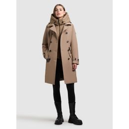 Trenchcoat Khujo "GORA", Damen, Gr. L, cookie beige, Web, 100% Polyester, unifarben, eingesetzt gerader Abschluss mit Kn&ouml;pfen, M&auml;ntel