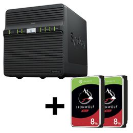 Synology DiskStation DS423 4 Einsch&uuml;be NAS-Server Leergeh&auml;use + 2x Seagate Ironwolf SATA 3.5" HDD 8TB Festplatte