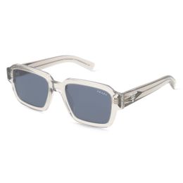 Prada PR 02ZS | Herren-Sonnenbrille | Fassung: Vollrand, Quadratisch, Acetat, Grau Transparent | Glasfarbe: Blau