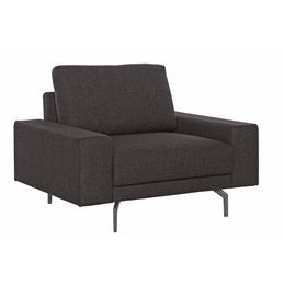 Sessel "CR.450, Designsessel, Loungesessel", braun (schwarzbraun 064, 49), B:120cm H:85cm T:95cm, NaturLEDER OSKAR (echtes Rindsleder);Flachgewebe VICTORIA (41% Polyacryl 38% Polyester 21% Baumwolle), CREATION BY ROLF BENZ, Sessel, Sessel, Armlehne breit niedrig, Alugussf&uuml;&szlig;e in umbragrau, Breite 120 cm