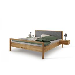 Schlafzimmer-Set Home Affaire, B:200cm H:90cm T:200cmnatur, Schlafzimmerm&ouml;bel-Sets, "Huven Schlafzimmer", Massivholzbett aus Eiche mit 2 Nachttische,