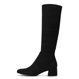 Marco Tozzi Damen Stiefel, Gr. 37schwarz, Textil, Veloursleder, unifarben, Schuhe, Blockabsatz, Businessstiefel, Langschaftstiefel,