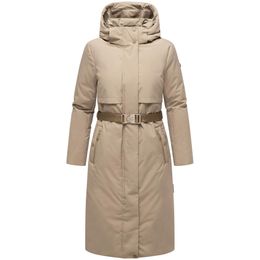 Wintermantel Navahoo "Waldbummler 14", Damen, Gr. XL (42), taupe, Obermaterial: 100% Polyester; Innenfutter: 100% Polyester; Wattierung: 100% Polyester; &Auml;rmelfutter: 100% Polyester, tailliert knielang, hoch geschlossener Ausschnitt, &Auml;rmel ohne &Auml;rmelschlitz Rippstrickb&uuml;ndchen, M&auml;ntel Wintermantel, Wasserabweisender Winterparka mit Kapuze und Tailleng&uuml;rtel