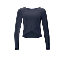 Langarmshirt WINSHAPE "Cropped Functional Light and Soft", Damen, Gr. L, anthrazit, 85% Polyester, 15% Elasthan, Rundhals, Shirts Langarmshirt, Overlap-Applikation
