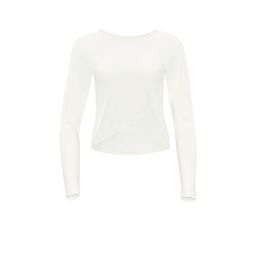 Langarmshirt WINSHAPE "Cropped Functional Light and Soft", Damen, Gr. M, cream, 85% Polyester, 15% Elasthan, Rundhals, Shirts Langarmshirt, Overlap-Applikation