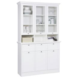 CARRYHOME Vitrine, Wei&szlig;, Metall, 3 F&auml;cher, 3 Schublade(n) Schubladen, 120x200x40 cm, Beim&ouml;bel erh&auml;ltlich, Wohnzimmer, Wohnw&auml;nde, Vitrinenschr&auml;nke