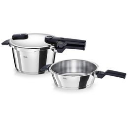Fissler Schnellkochtopfset Vitaquick, Silber, Metall, 2-teilig, Druckregelventil, Druckanzeige, Kochen, T&ouml;pfe, Schnellkocht&ouml;pfe