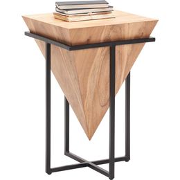 Ambia Home Beistelltisch, Natur, Schwarz, Holz, Metall, Akazie, massiv, quadratisch, eckig, 41x66x41 cm, Wohnzimmer, Wohnzimmertische, Beistelltische, Beistelltische Metall