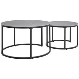 Livetastic Couchtischset, Grau, Schwarz, Metall, Keramik, 2-teilig, rund, rund, 60x46x80 cm, Wohnzimmer, Wohnzimmertische, Couchtische, Couchtische Keramik